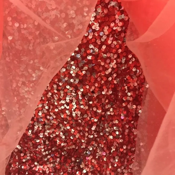 Hannah S | Dresses | Red Silver Sequin Cocktail Pageant Dress Size 2 ...